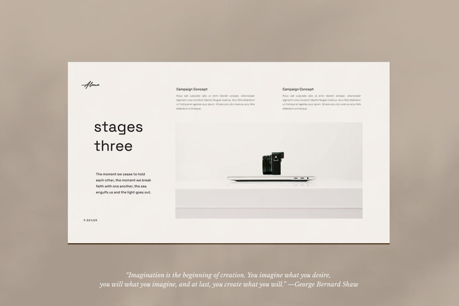 2106 简洁优雅日式个人设计摄影作品集排版展示ppteynote模板 Alana Media It Eynote Template